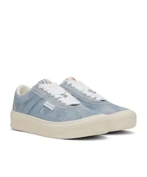 LANVIN Logo-detail Denim-panel Sneakers - Blue
