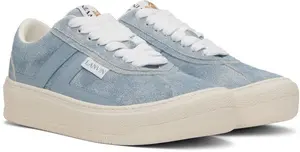 LANVIN Logo-detail Denim-panel Sneakers - Blue