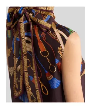 Etro Long Silk Dress With See-through Skirt And Placed Print