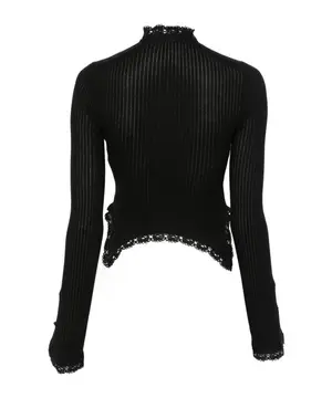 ANN DEMEULEMEESTER Lace-trim Ribbed Top