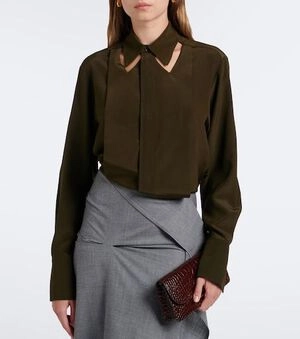 Victoria Beckham Cutout Silk Crêpe De Chine Blouse