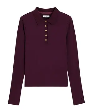 Tommy Hilfiger Rib Long-sleeve Polo Shirt - Red
