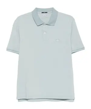 C.P. COMPANY Logo Piqué Polo Shirt - Blue