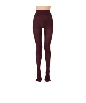 Max Mara Ribbed Cotton Tights - Deep Red