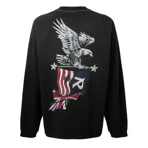 REPRESENT Washed Flag Print Crew Neck Long Sleeve Tee