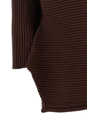 Issey Miyake Zig Zag Ribbed Knitted Top - Dark Brown
