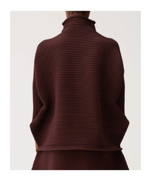 Issey Miyake Zig Zag Ribbed Knitted Top - Dark Brown