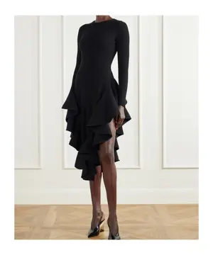 Alaïa Ruffled Ribbed Wool-blend Midi Dress