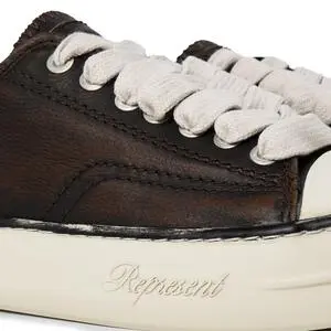 REPRESENT Dark Brown Vintage Leather Thick Sole Low-top Sneakers - No