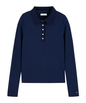 Tommy Hilfiger Rib Long-sleeve Polo Shirt - Blue