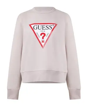 Guess Light Pink Triangle Print Crew Neck Sweatshirt