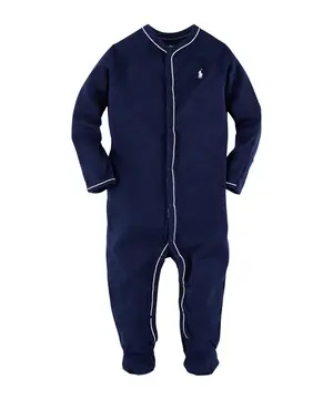 Polo Ralph Lauren Floral Trim Cotton Sleepsuit - No