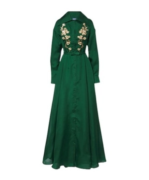 LEO Belted Embellished Silk Gown