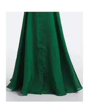 LEO Belted Embellished Silk Gown
