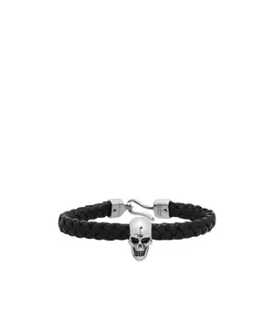 Alexander McQueen Woven Leather Skull Bracelet