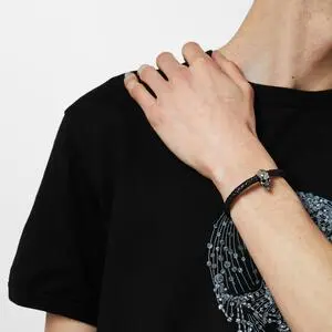 Alexander McQueen Woven Leather Skull Bracelet