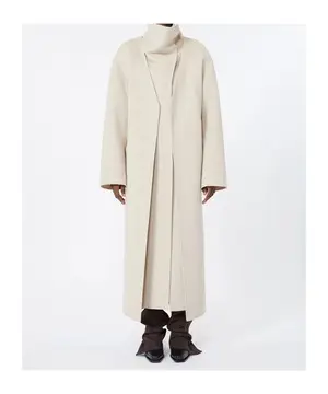 Sportmax Long Pure Wool Coat - Powder