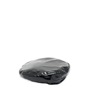 Emporio Armani Basco Hat In Glossy Patent Leather With Structured Design - Black