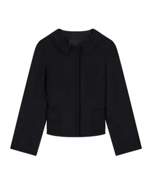 Emporio Armani Blazer In Wool Blend With Metallic Studs And Rounded Collar