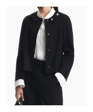 Emporio Armani Blazer In Wool Blend With Metallic Studs And Rounded Collar
