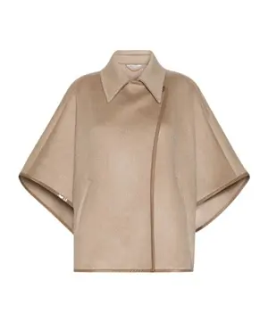 Max Mara Long Cropped Cape In Cashmere Drap