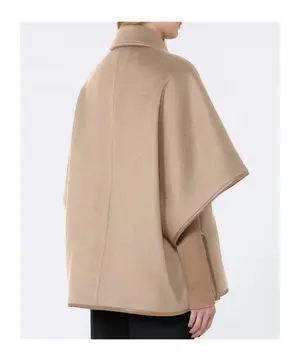 Max Mara Long Cropped Cape In Cashmere Drap