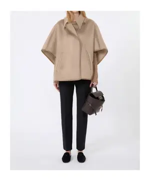 Max Mara Long Cropped Cape In Cashmere Drap