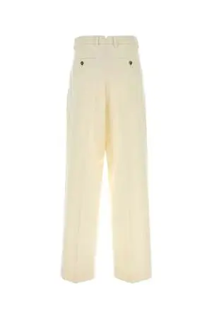 AMI Paris Ivory Wool Wide-leg Pant