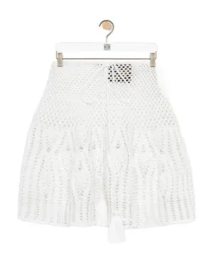 Loewe Crochet Mini Skirt In Cotton - White