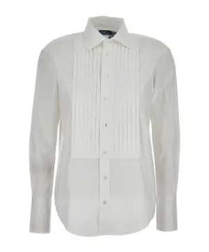 Polo Ralph Lauren Long-sleeved Curved Hem Shirt - White