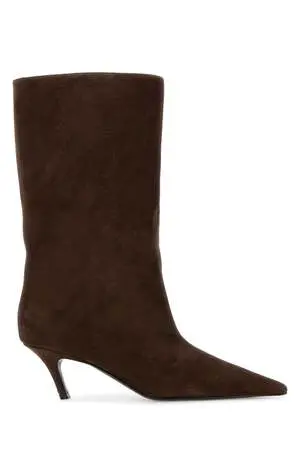 Amina Muaddi Suede Fiona Boots - Brown