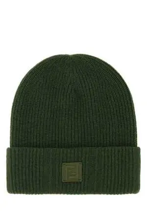 Fendi Wool Blend Beanie Hat - Green