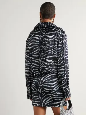 Attico Zebra-print Satin Shirt Dress