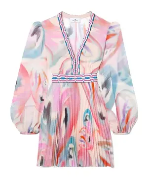 Etro Butterfly Wing Print Chiffon Dress - Blue