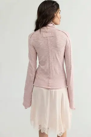 Free People We The Free Grandpa Slub Turtleneck Top - Washed Lilac