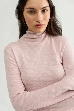 Free People We The Free Grandpa Slub Turtleneck Top - Washed Lilac