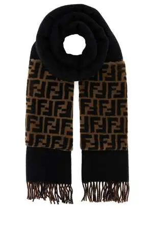 Fendi Black Wool Blend Scarf - Multicolor