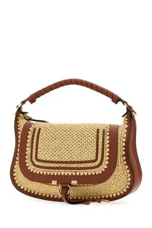 Chloé Raffia Small Marcie Shoulder Bag - Brown