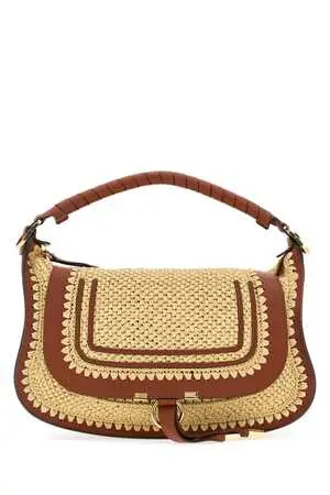 Chloé Raffia Small Marcie Shoulder Bag - Brown