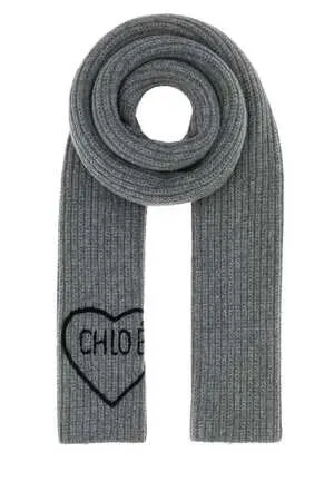 Chloé Grey Wool Encoeur Scarf - Gray