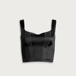 Nike Skims Shine Texture Crop Tank Top - Obsidian