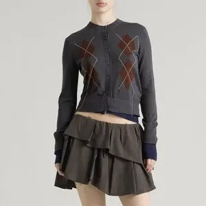 Acne Studios Kohona Silky Wool Cardigan - Dark Grey/multi