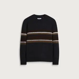 WAX LONDON Wilde Bold Stripe Brushed Jumper - Charcoal/brown