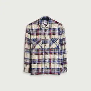 WAX LONDON Whiting Jazz Weave Overshirt - Ecru/red