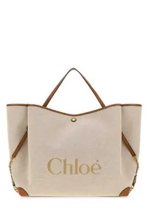 Chloé Beige Canvas Clover Shopping Bag - Brown