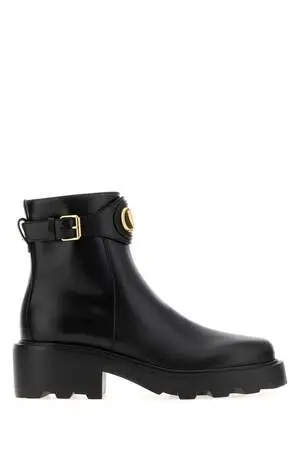 Valentino Garavani Leather Vlogo Signature Ankle Boots - Black