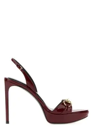 Gucci Burgundy Leather Donna Sandals - Red