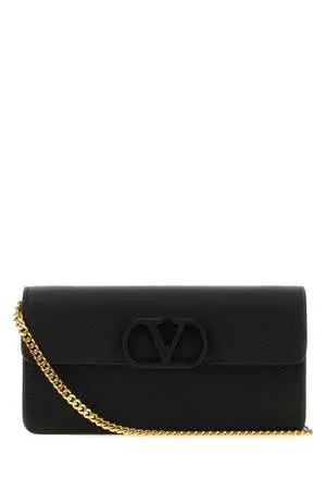 Valentino Garavani Leather Vlogo Signature Wallet - Black
