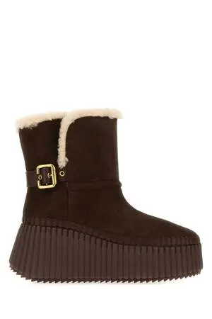 Chloé Chocolate Suede Nama Ankle Boots - Brown