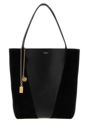Chloé Leather And Suede Spin Shopping Bag - Black